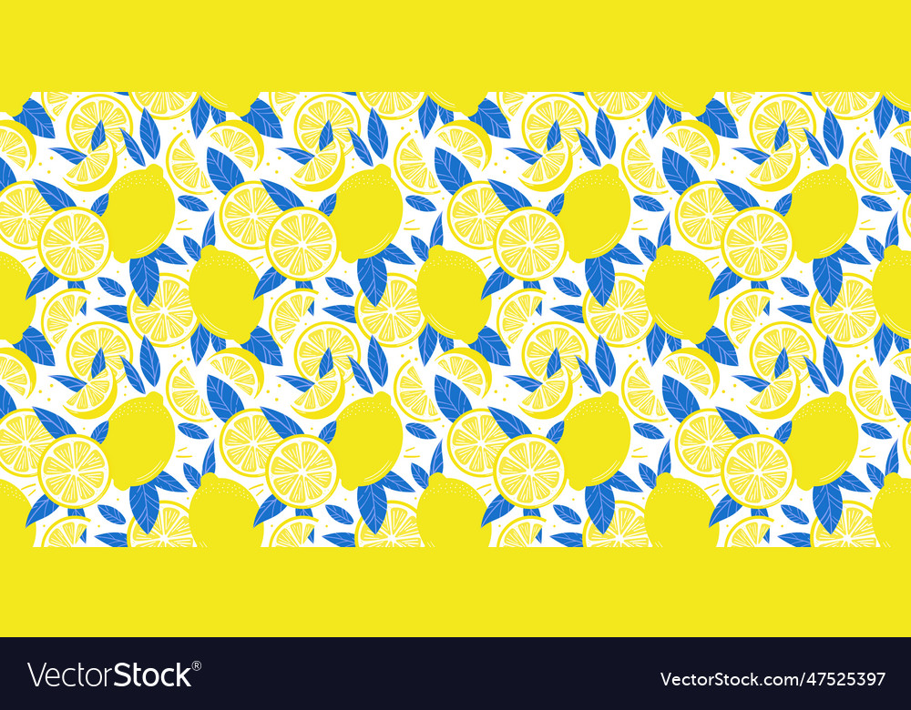 Lemon seamless repeat pattern with citrus fruit Vector Image