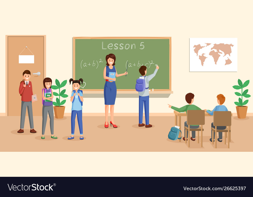 Mathematics lesson flat Royalty Free Vector Image