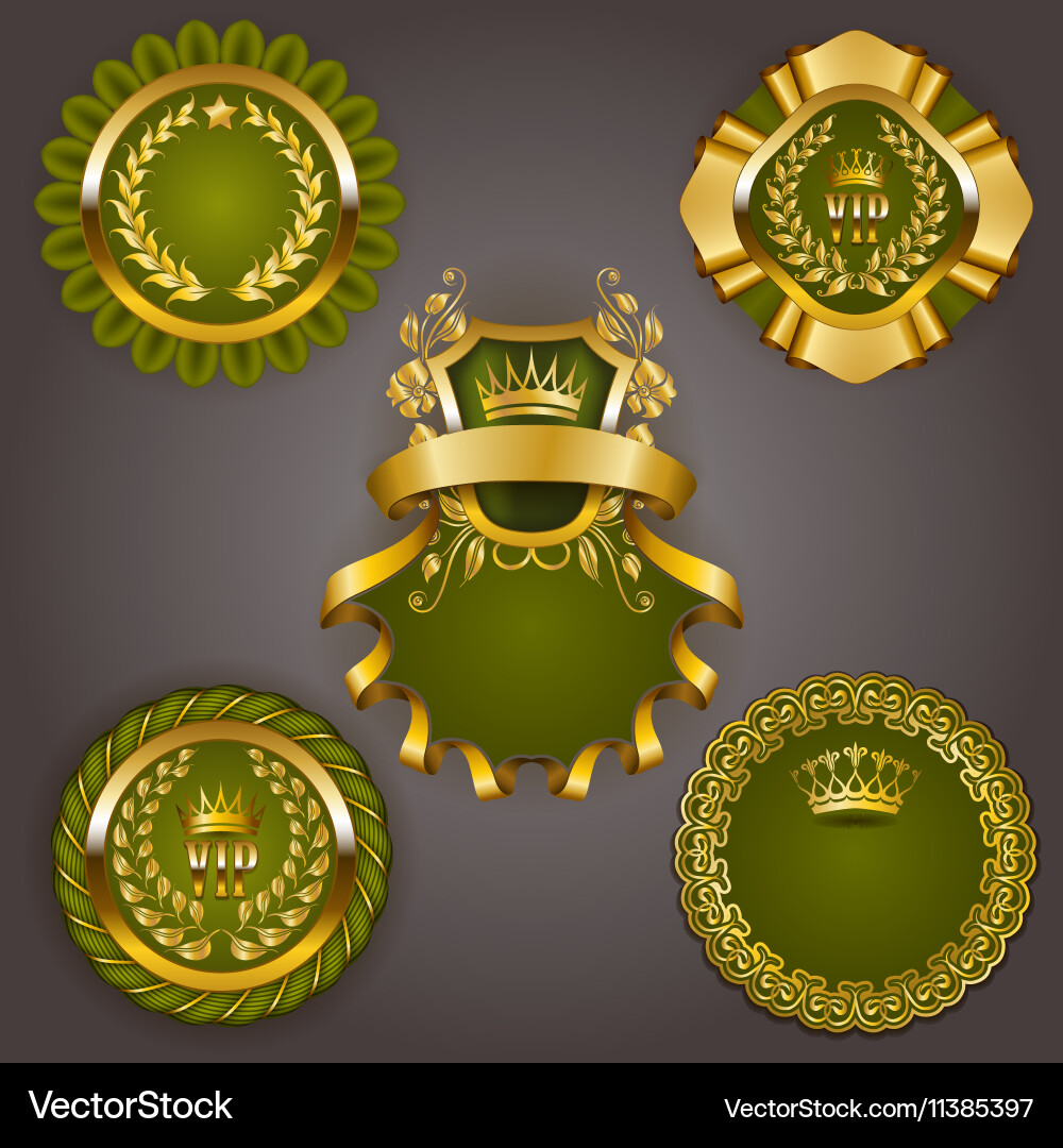 Set of gold vip Royalty Free Vector Image - VectorStock