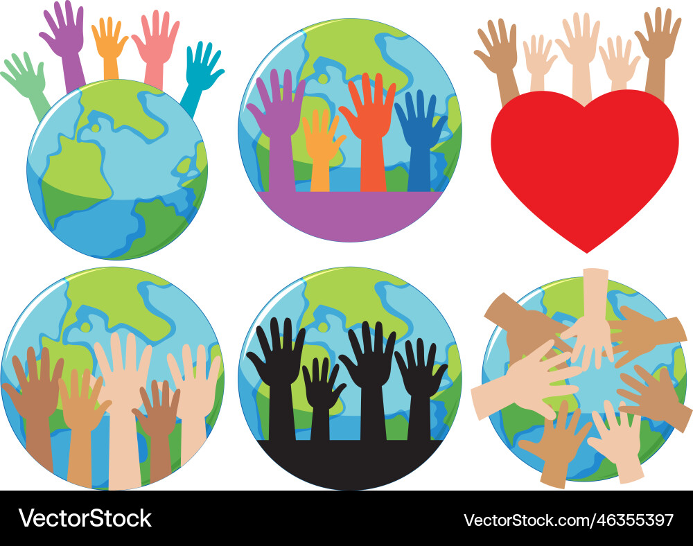 Set of hands on earth icon Royalty Free Vector Image