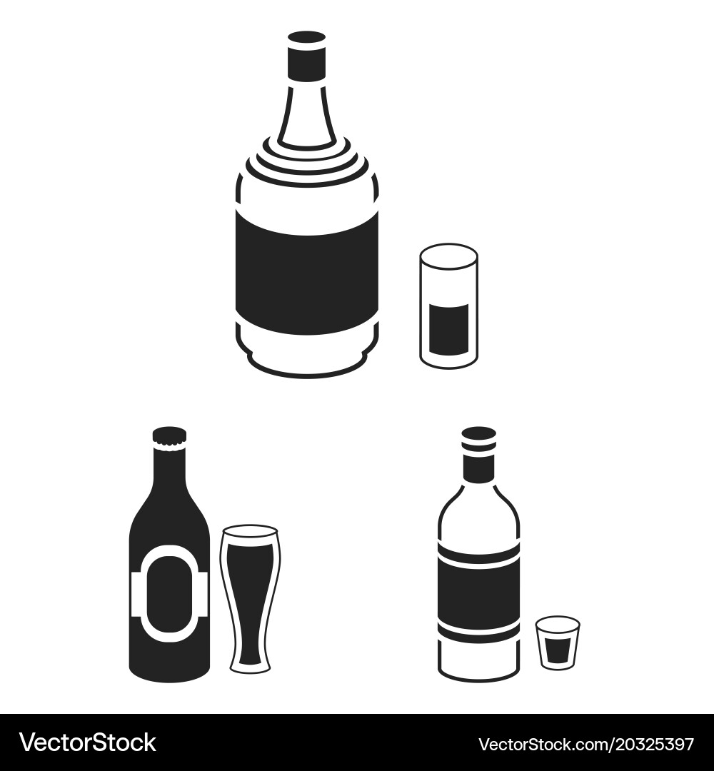 Types alcohol black icons in set collection Vector Image