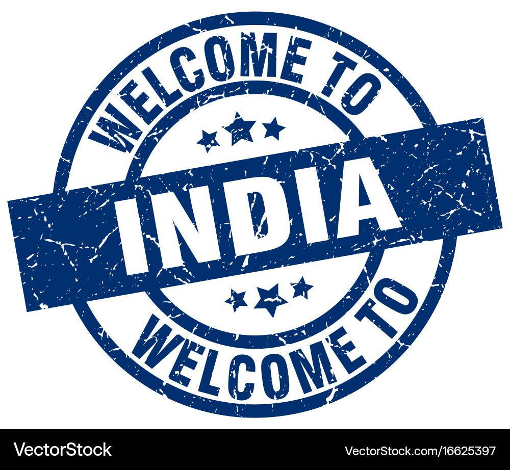 Welcome to india blue stamp Royalty Free Vector Image