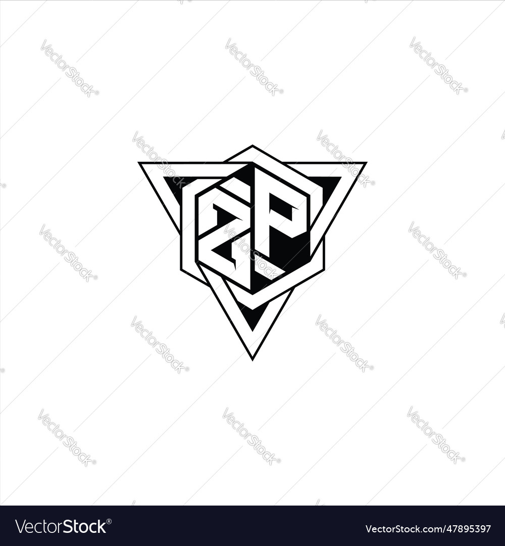 Zp letter logo monogram hexagon shape Royalty Free Vector