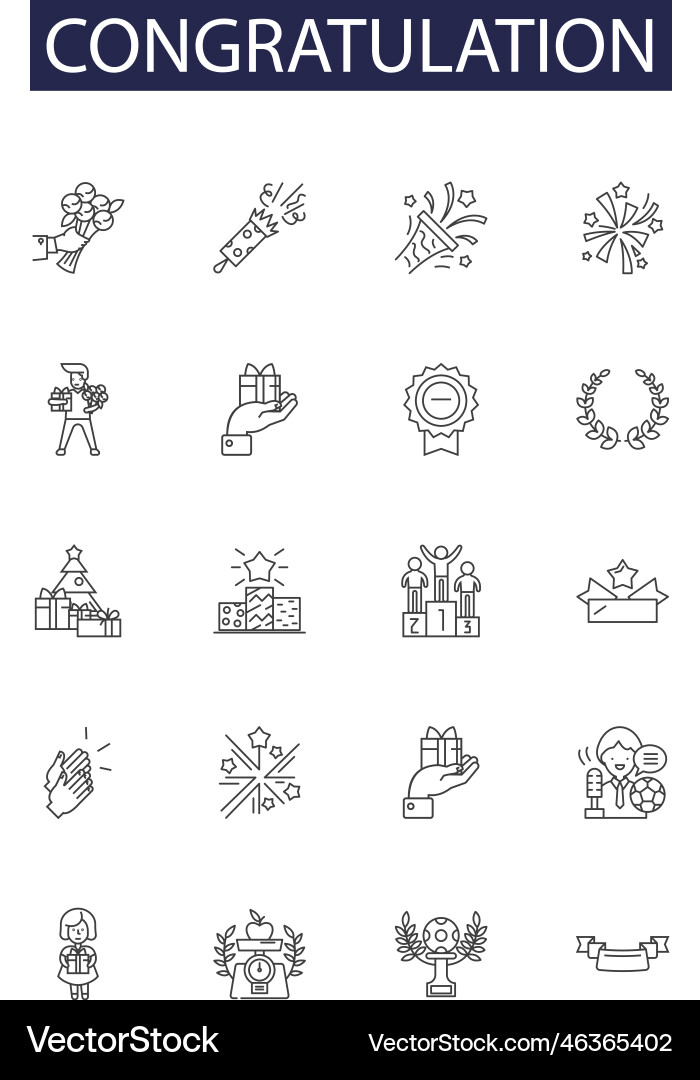Congratulation line icons and signs Royalty Free Vector