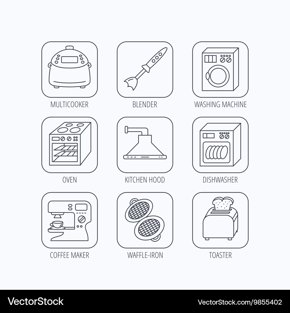 Dishwasher washing machine and blender icons Vector Image