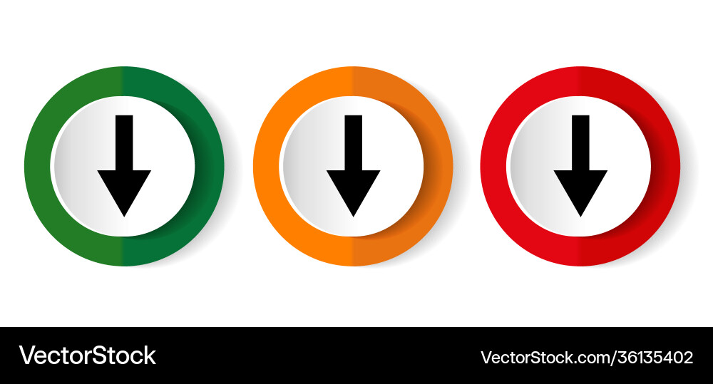Down arrow download icon set colorful buttons Vector Image