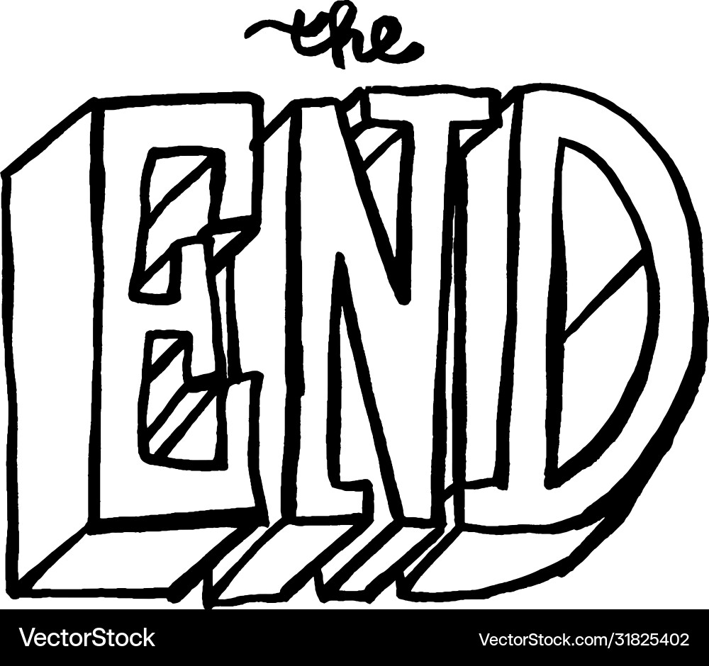 End calligraphy hand drawn stock graphic Vector Image