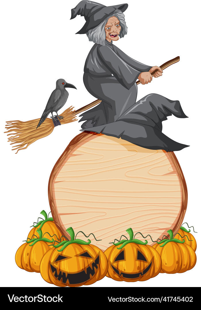 Isolated wooden banner with witch theme Royalty Free Vector