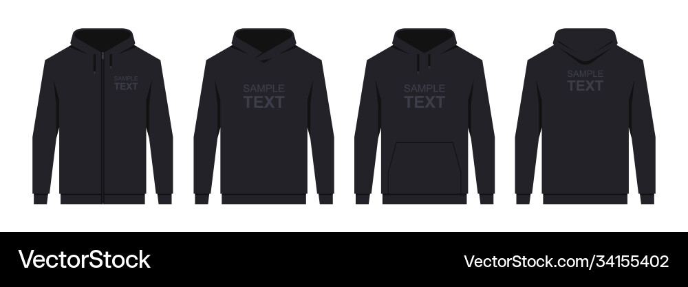 Mens hoodie black Royalty Free Vector Image - VectorStock