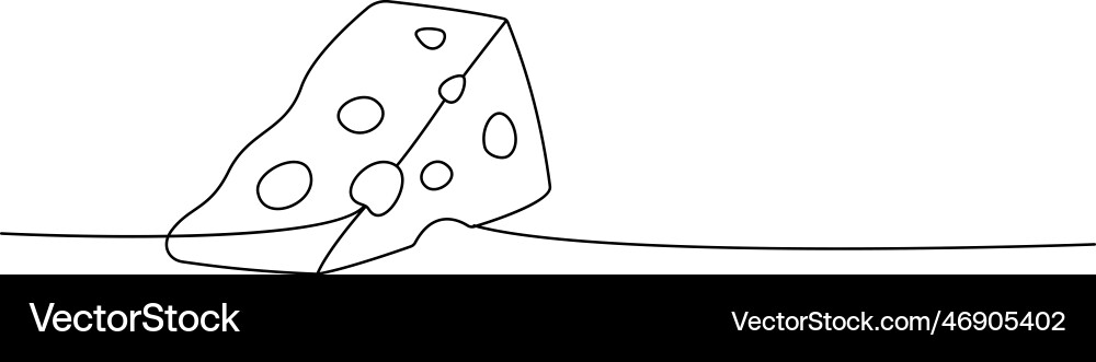 Pieces of cheese one line continuous drawing Vector Image