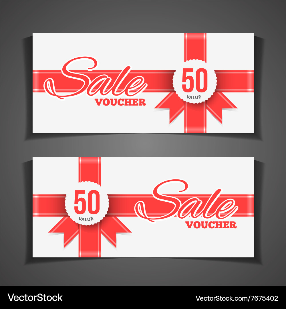 Red Ribbon Sale Voucher Royalty Free Vector Image