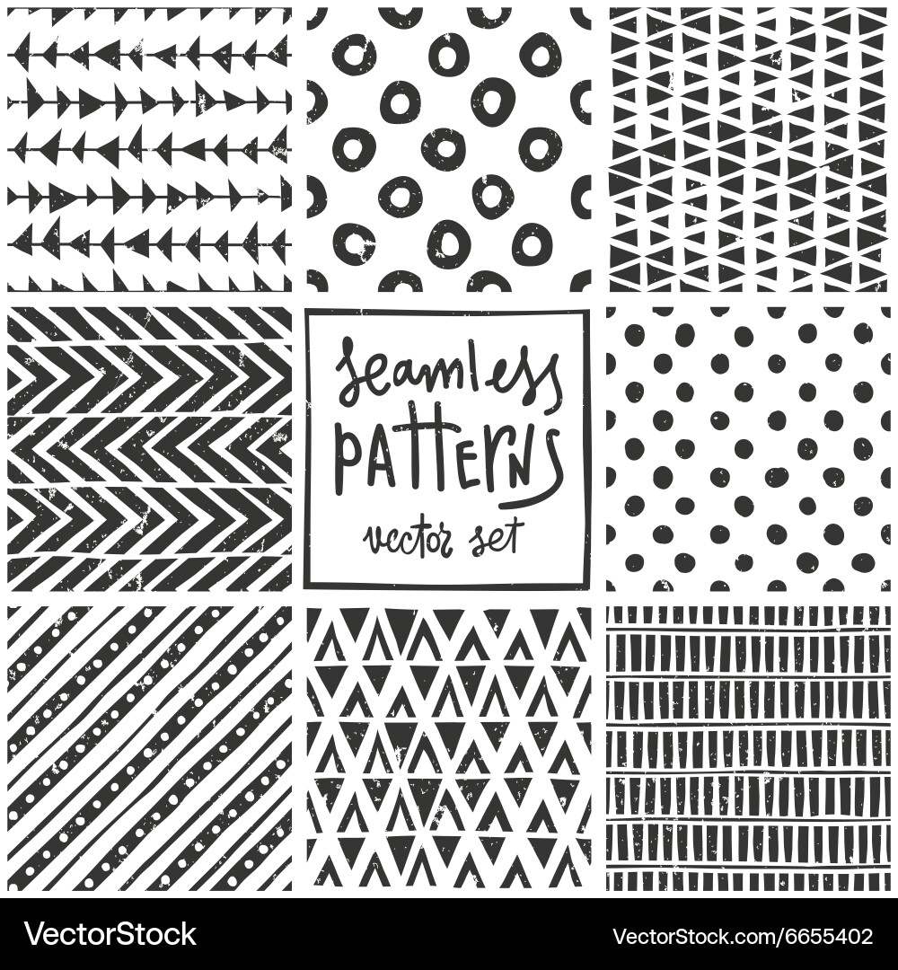 Set of 8 primitive geometric patterns tribal Vector Image