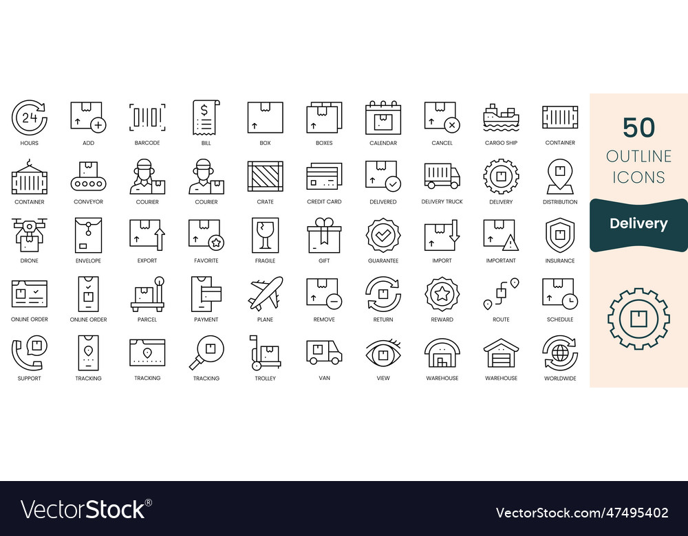 Set of delivery icons thin linear style icons pack