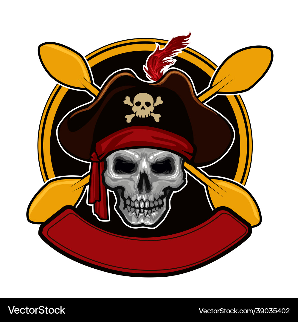 Skull kayak sport logo Royalty Free Vector Image