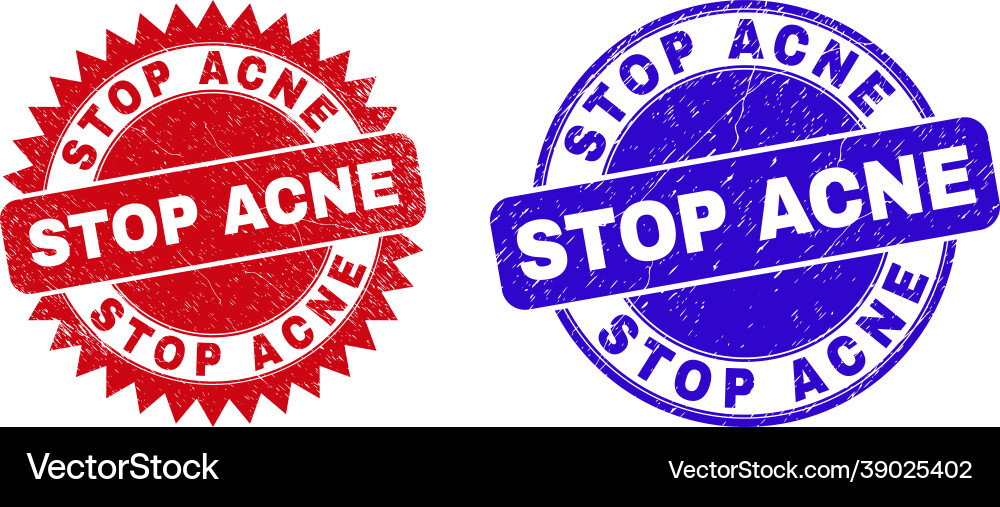 Stop acne rounded and rosette stamps with unclean Vector Image