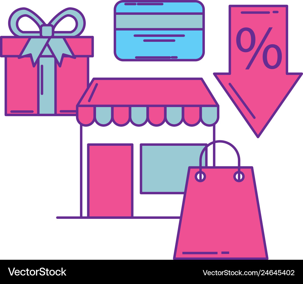 Store building with commercial icons Royalty Free Vector