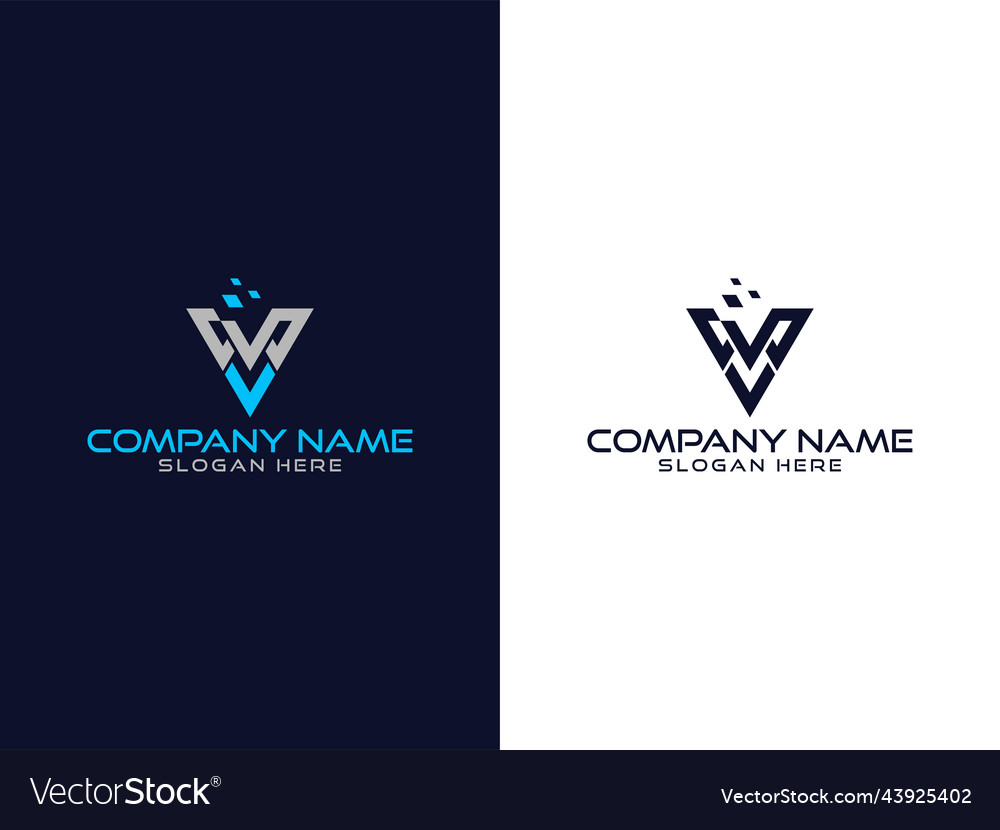 V tech technology logo template Royalty Free Vector Image