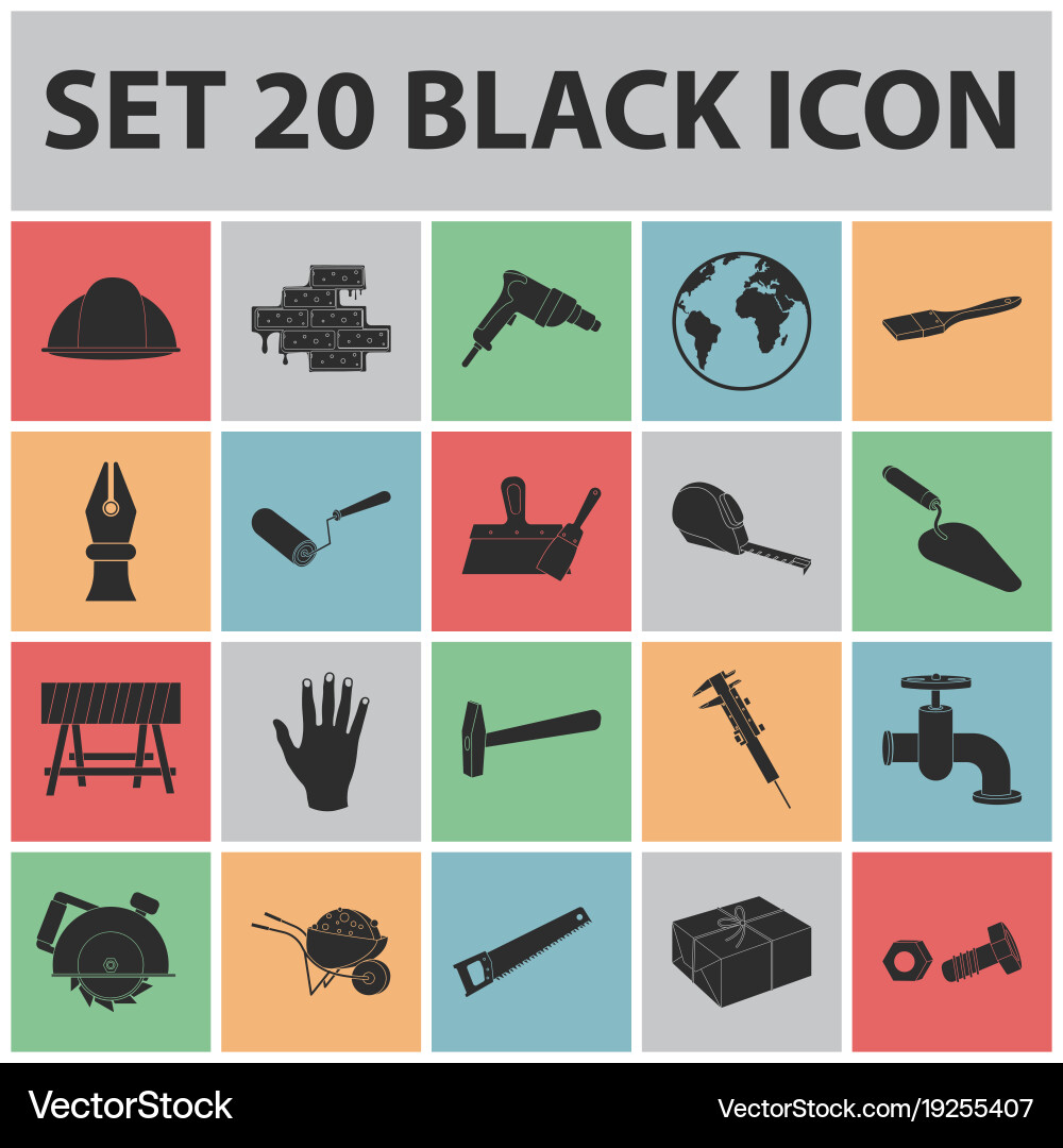 Building and architecture black icons in set Vector Image