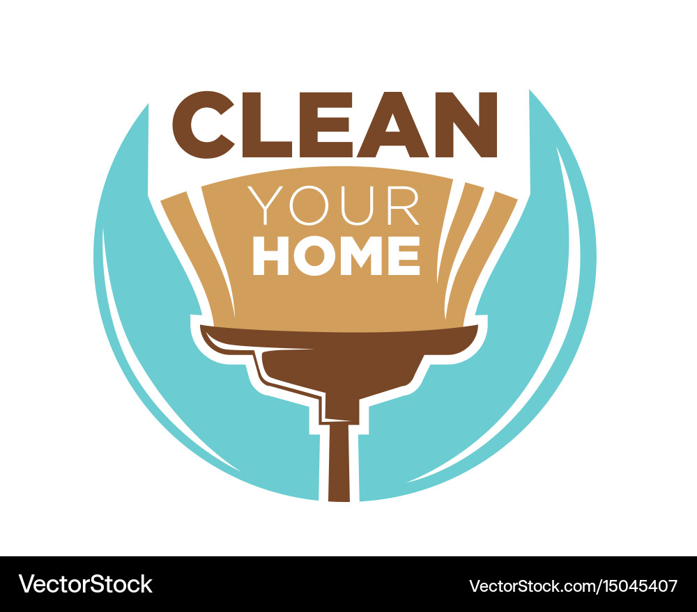 Clean your home logotype design with broom Vector Image