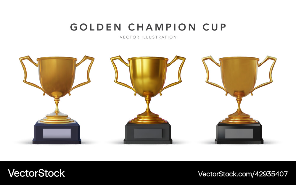 Collection of realistic gold cup with shadow Vector Image