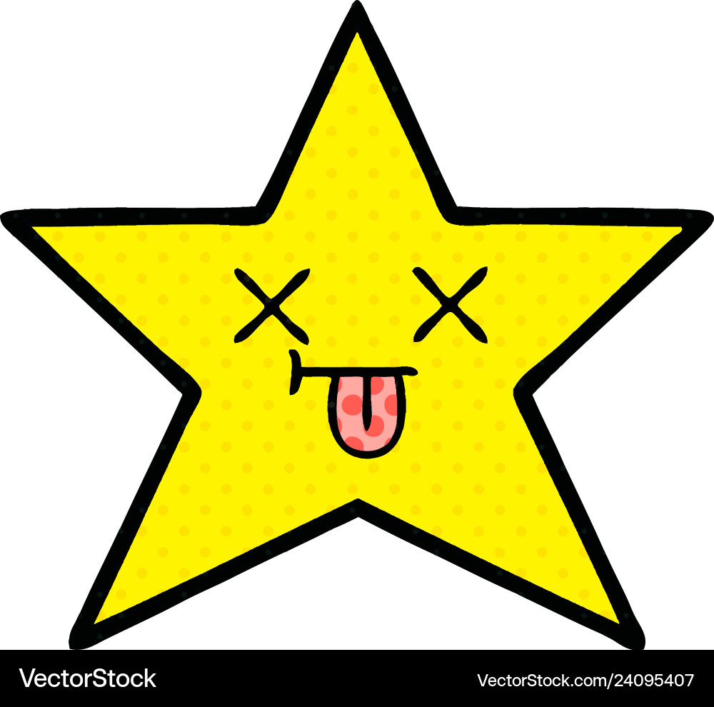 Comic book style cartoon gold star Royalty Free Vector Image