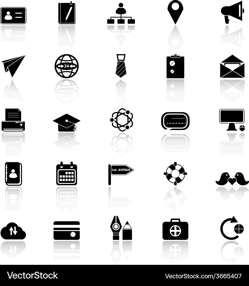 Contact connection icons with reflect on white Vector Image