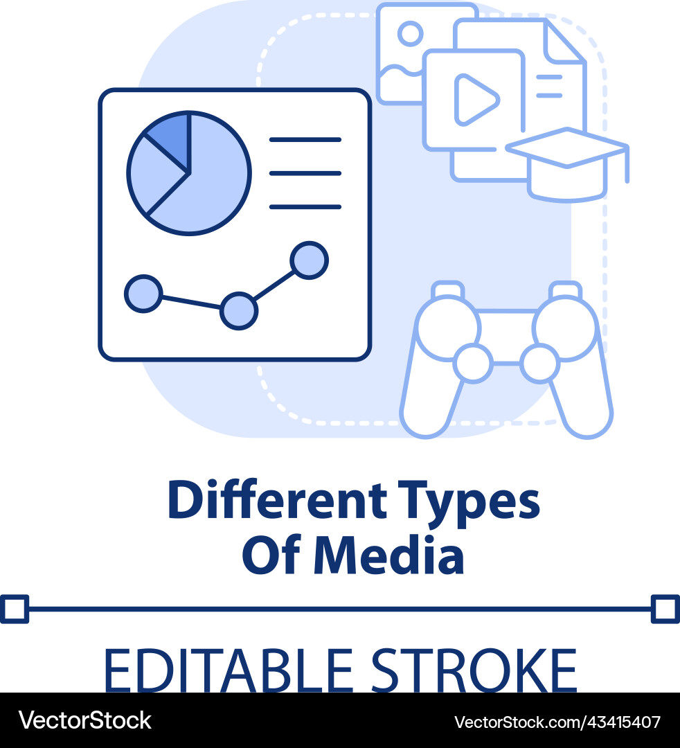 Different types of media light blue concept icon Vector Image