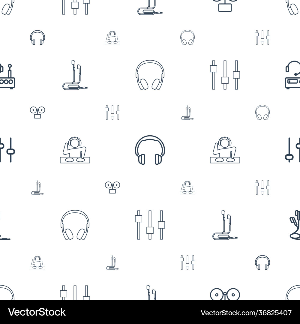 Dj icons pattern seamless white background Vector Image