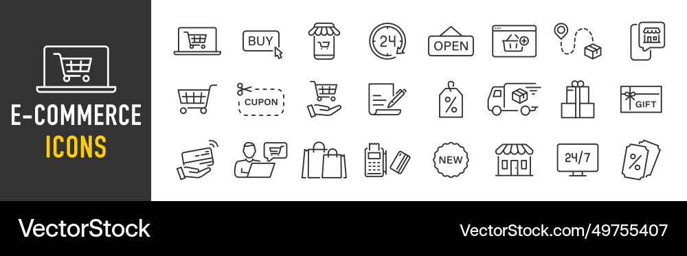 E-commerce web icons in line style online Vector Image