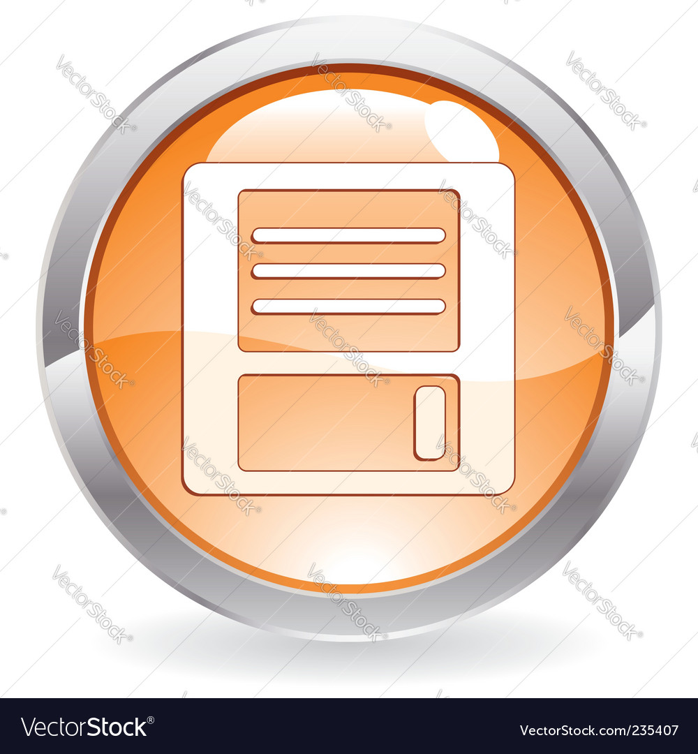 Gloss button with floppy disk Royalty Free Vector Image