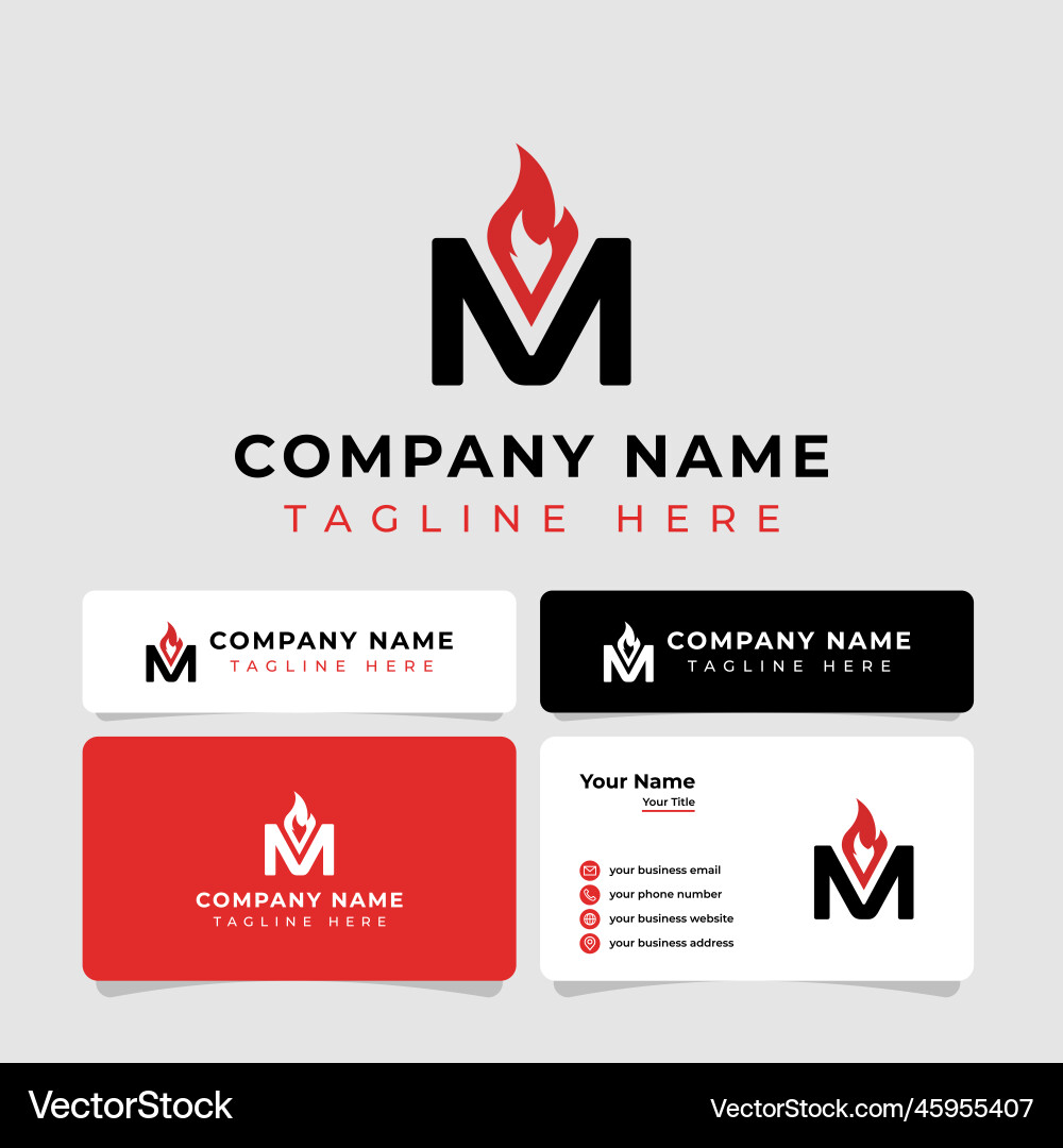 Letter m fire logo suitable for any business Vector Image
