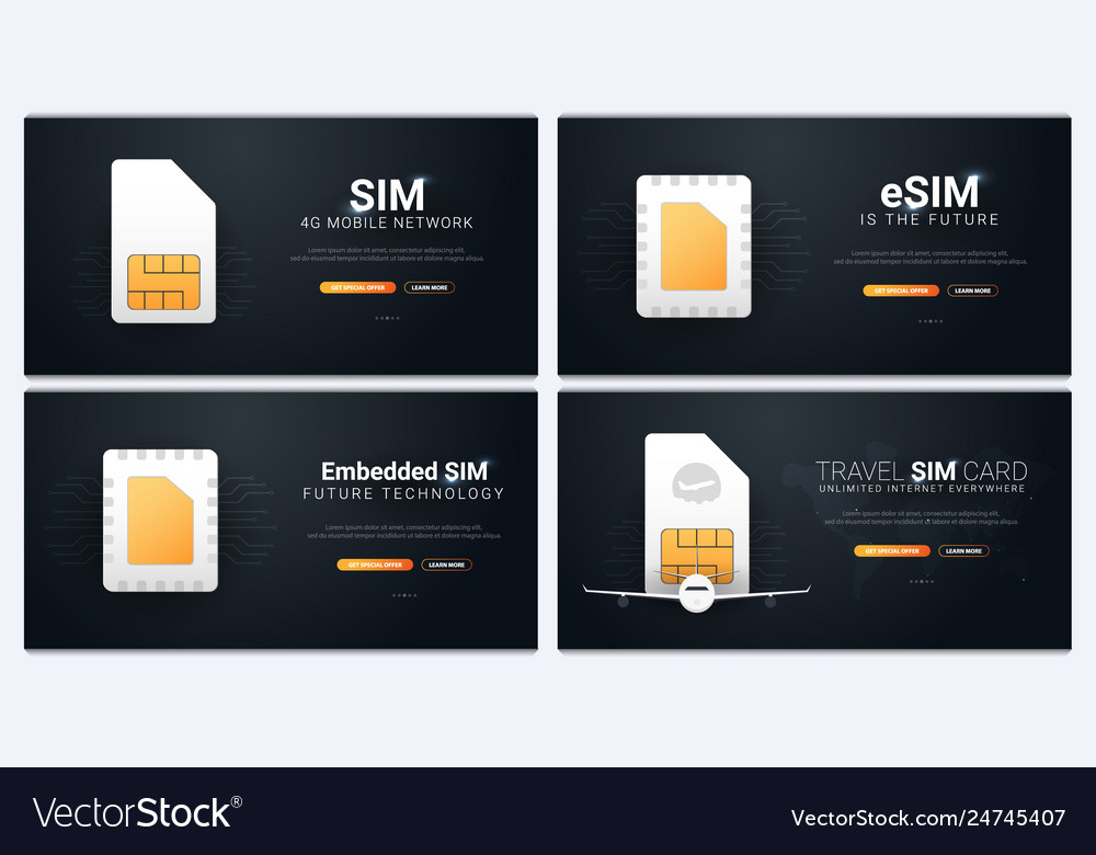 Mobile sim card esim network technology Royalty Free Vector