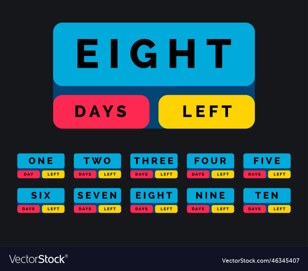 Number Of Days Left In Button Style Design Vector Image