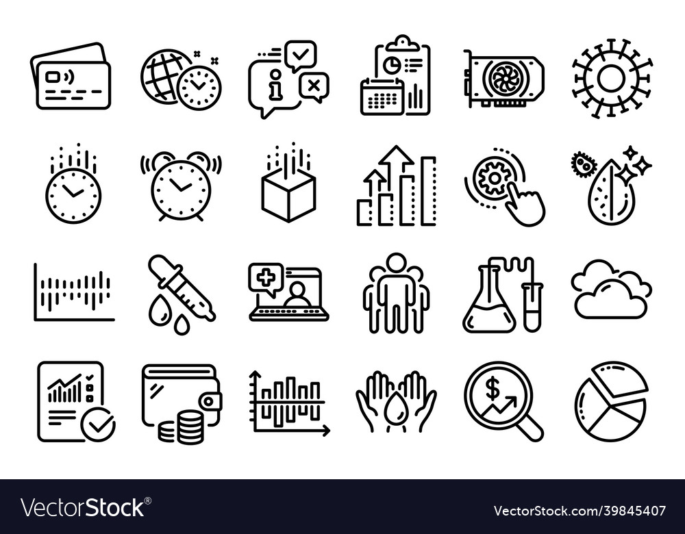 Set of alarm clock chemistry lab and time Vector Image