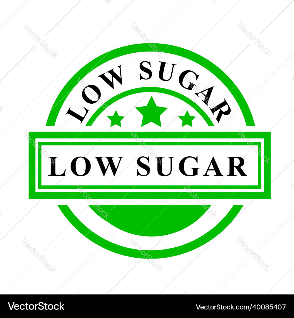 Simple green and black rubber stamp low sugar Vector Image