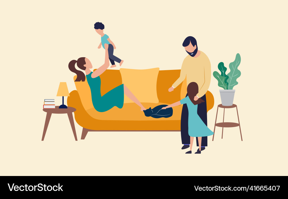 Young family at home spending weekend Royalty Free Vector