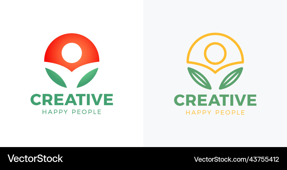 Abstract round symbol with happy human silhouette Vector Image