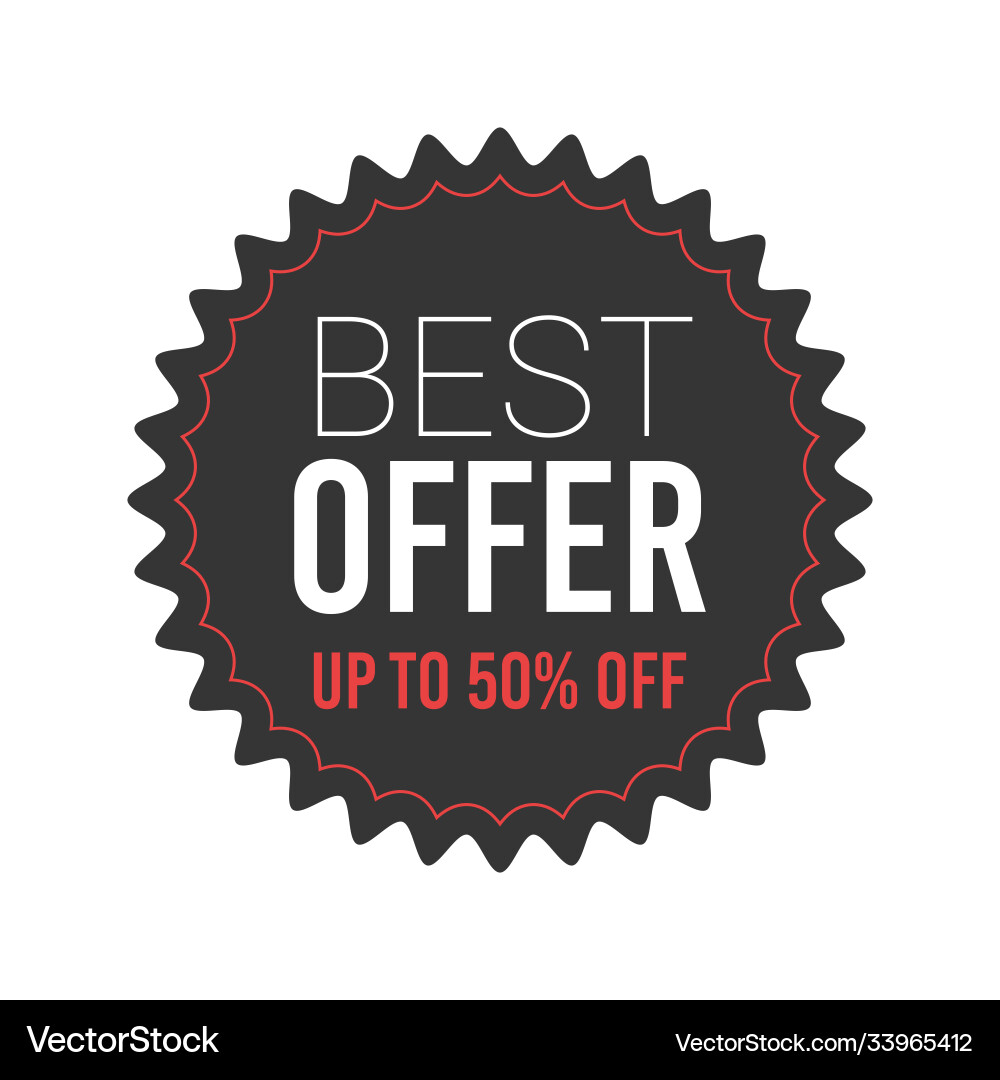 Best offer black round starburst sticker Vector Image