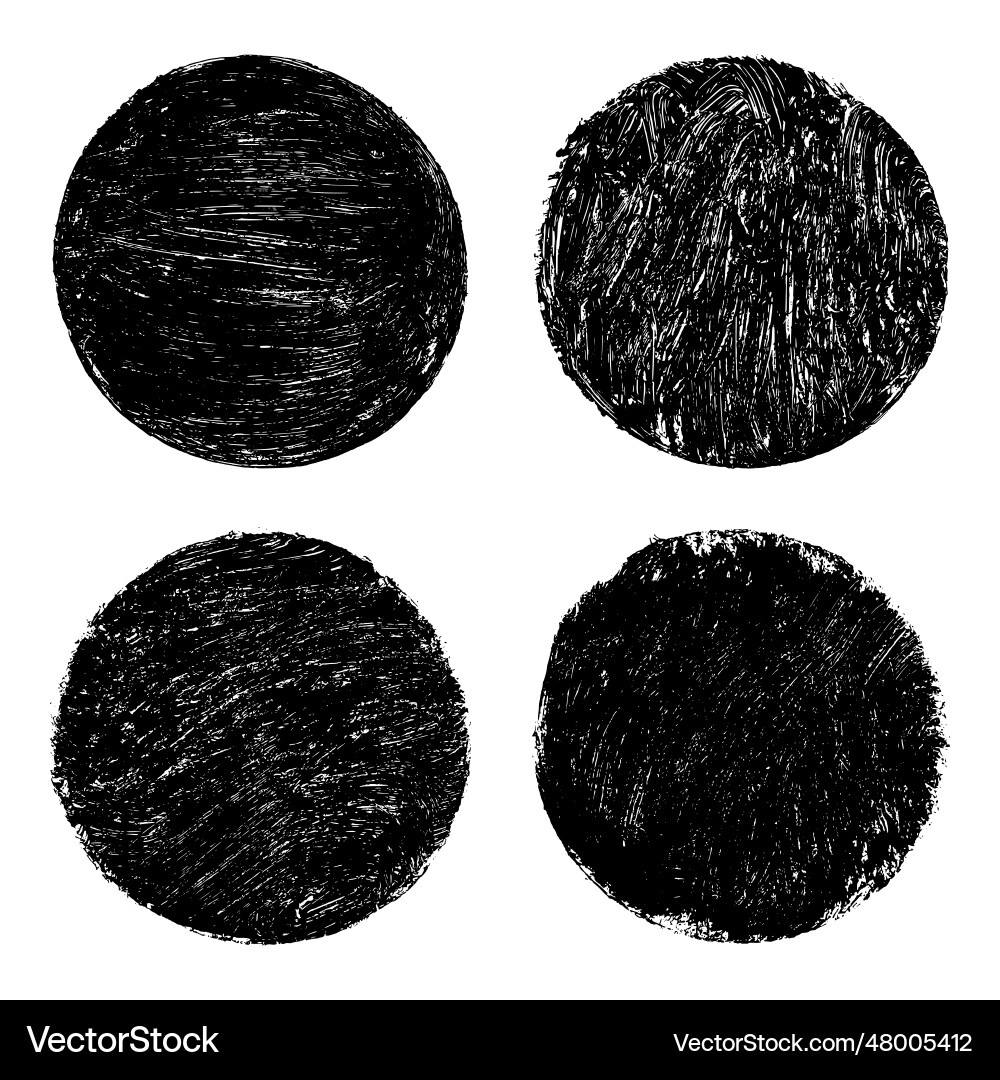 Black abstract round brush strokes isolated Vector Image