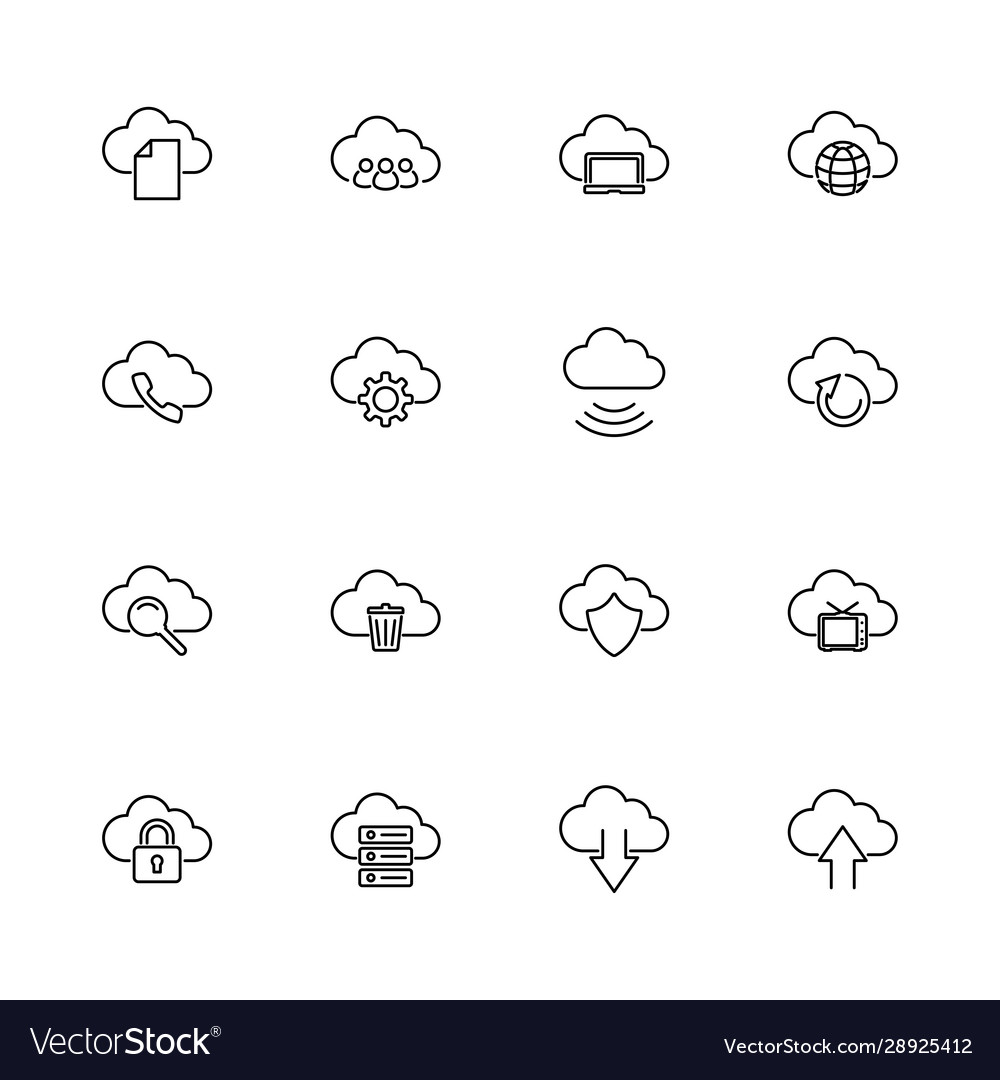 Computer cloud - flat icons Royalty Free Vector Image