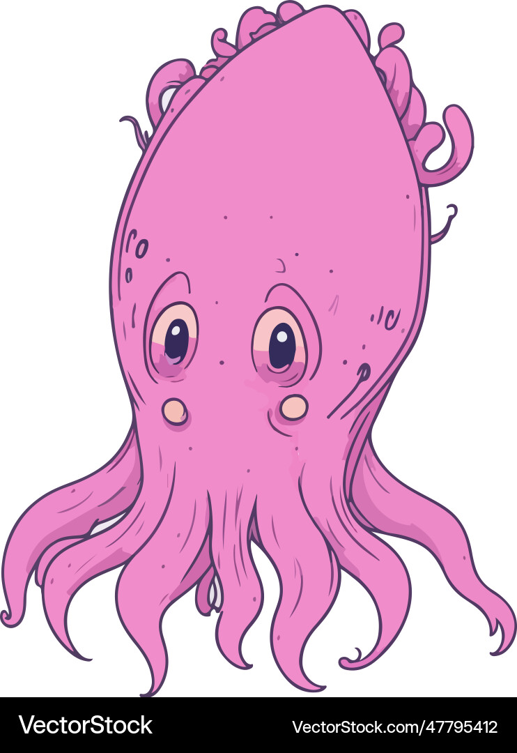 Cute squid cartoon isolated on white background Vector Image