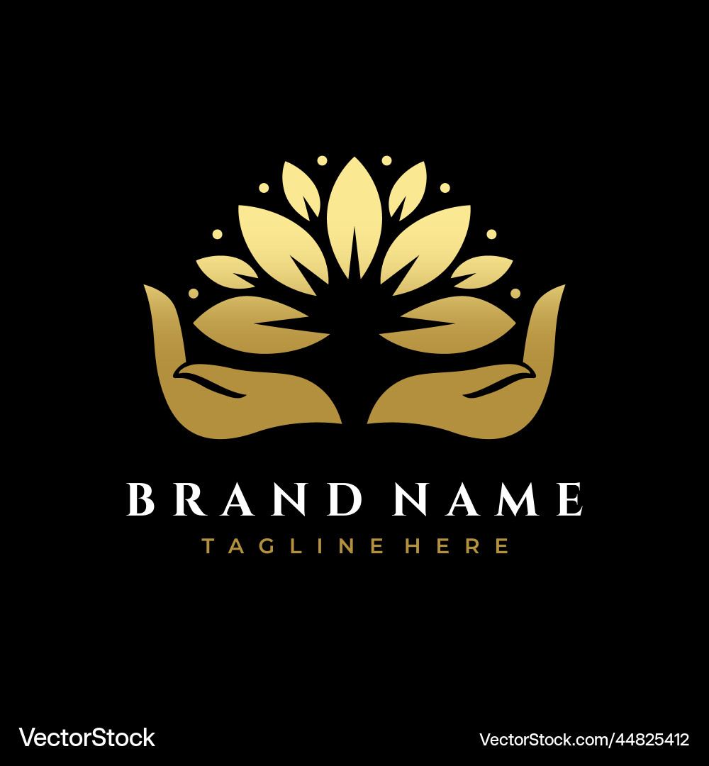 Hand care lotus logo design Royalty Free Vector Image