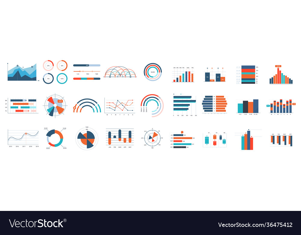 Infographics charts business diagrams graphs Vector Image