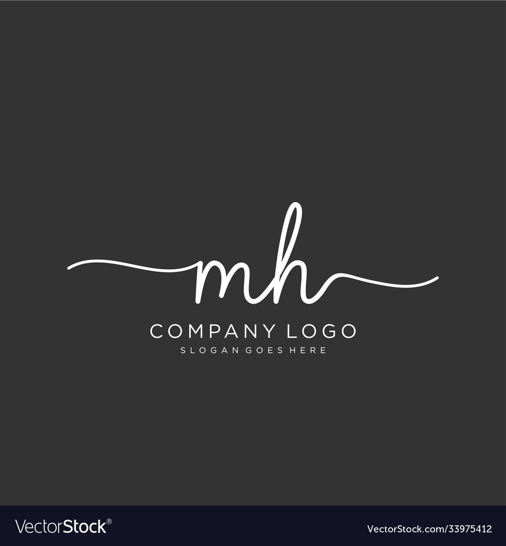 Initial mh handwriting logo with circle template Vector Image