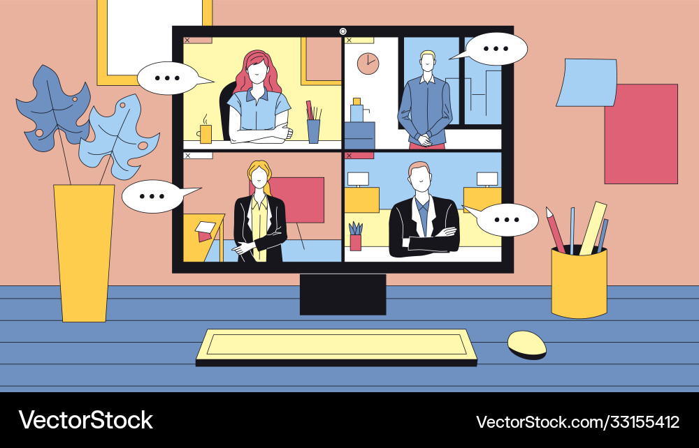 People group having online video conference Vector Image