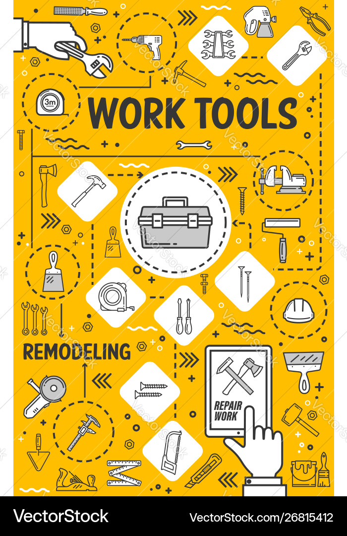 Repair remodeling and renovation hand tools Vector Image