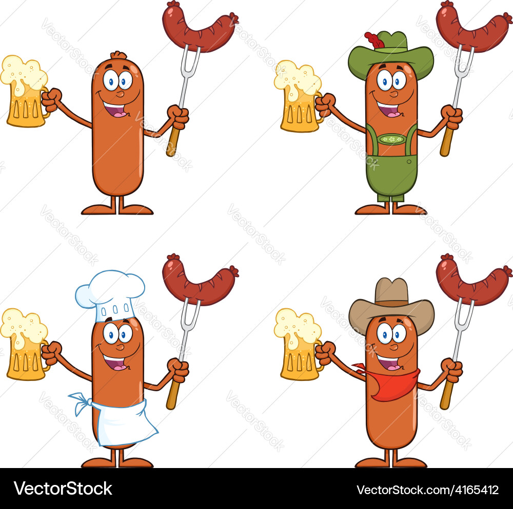 Sausage cartoon Royalty Free Vector Image - VectorStock