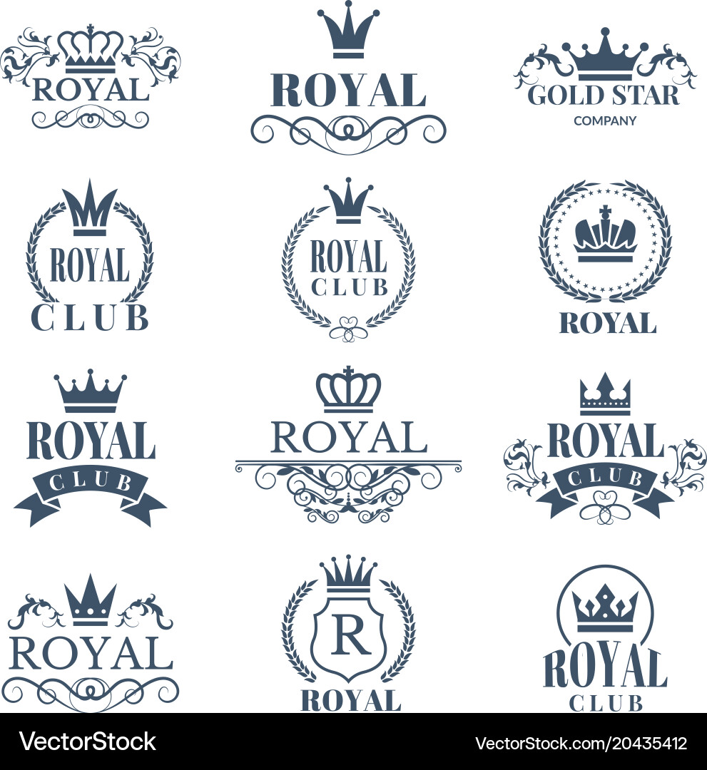 Set luxury labels set with crowns royal logos Vector Image