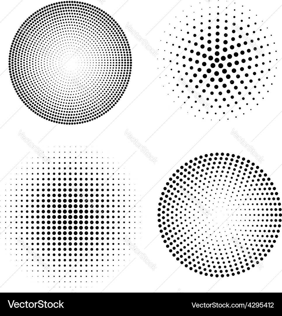 Set of halftone spheres Royalty Free Vector Image