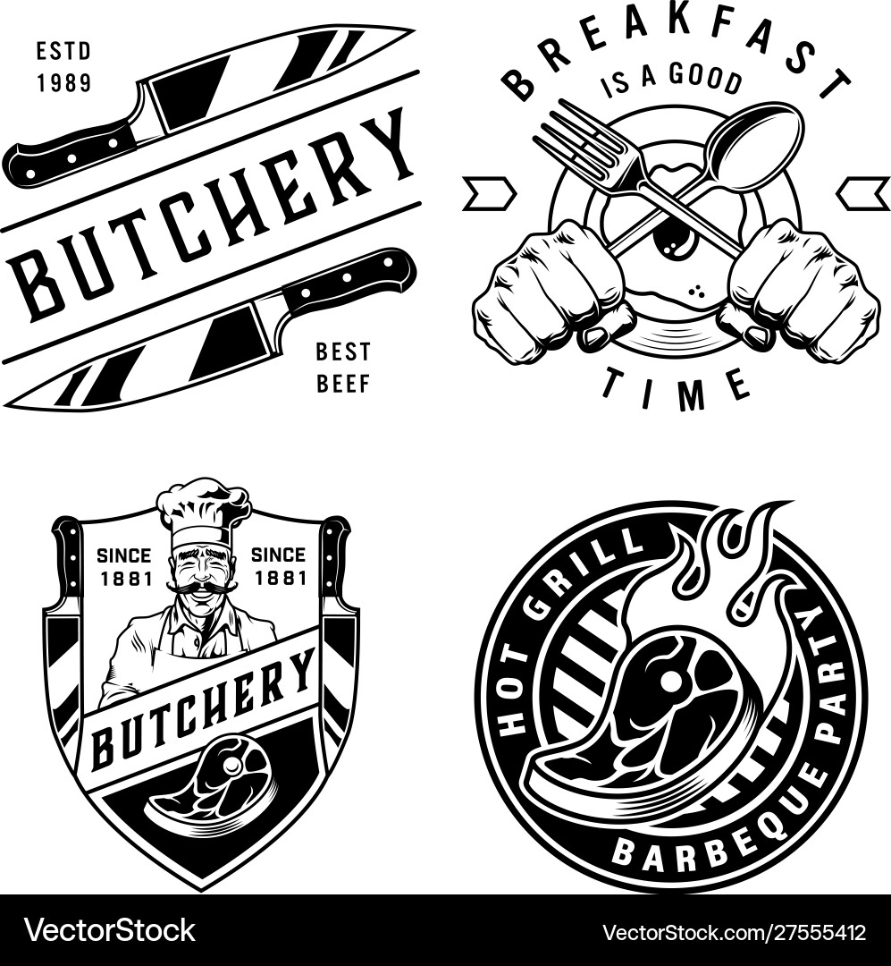 Vintage cooking monochrome labels Royalty Free Vector Image